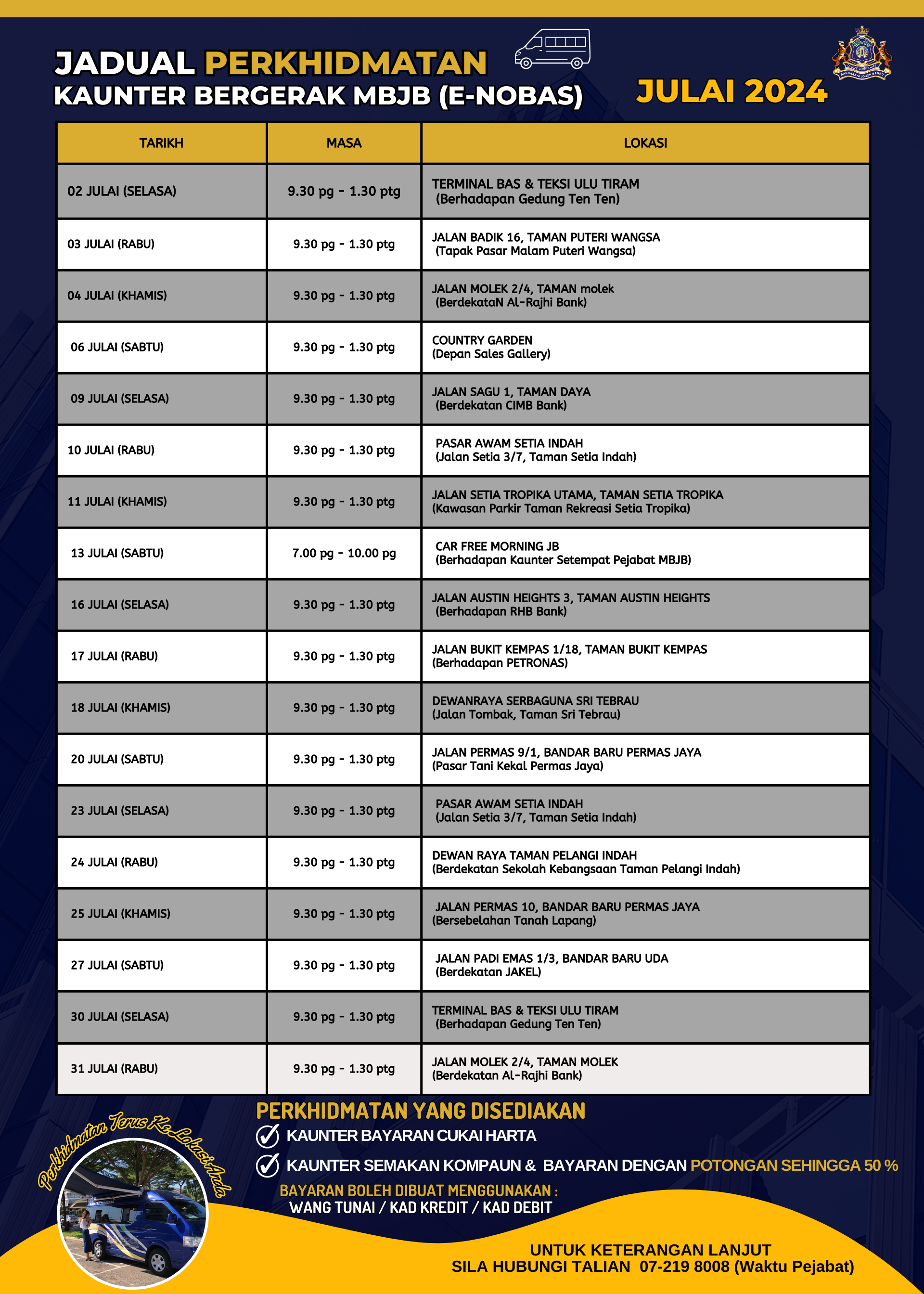 Kaunter Bergerak | Portal Rasmi Majlis Bandaraya Johor Bahru